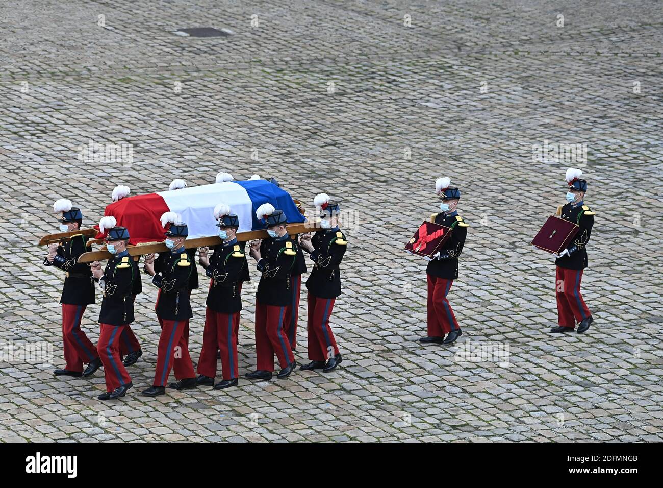 Cadets of the Special Military School of Saint-Cyr carry the French ...