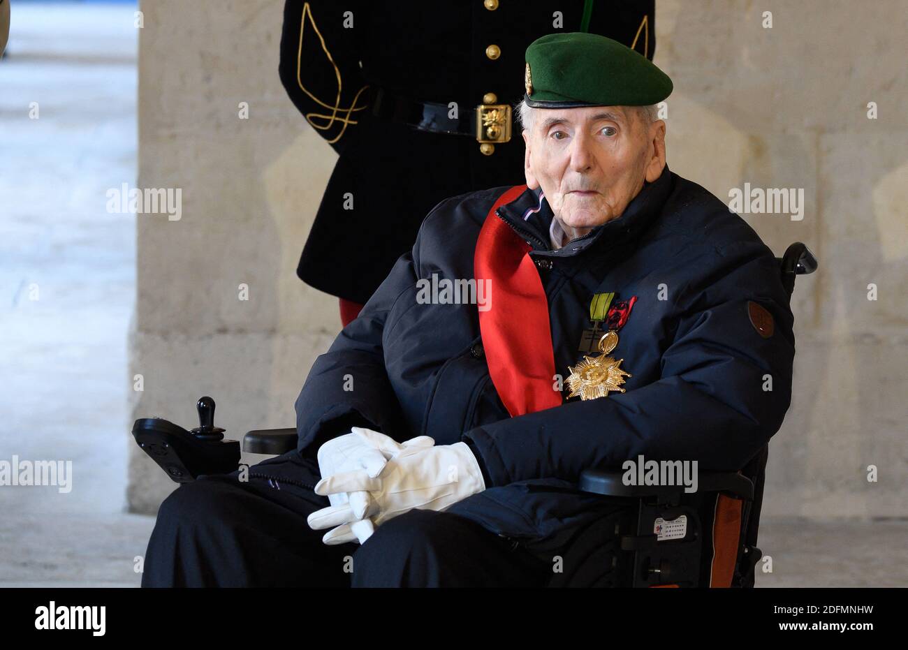 Hubert Germain during honorary funeral ceremony for World War II ...
