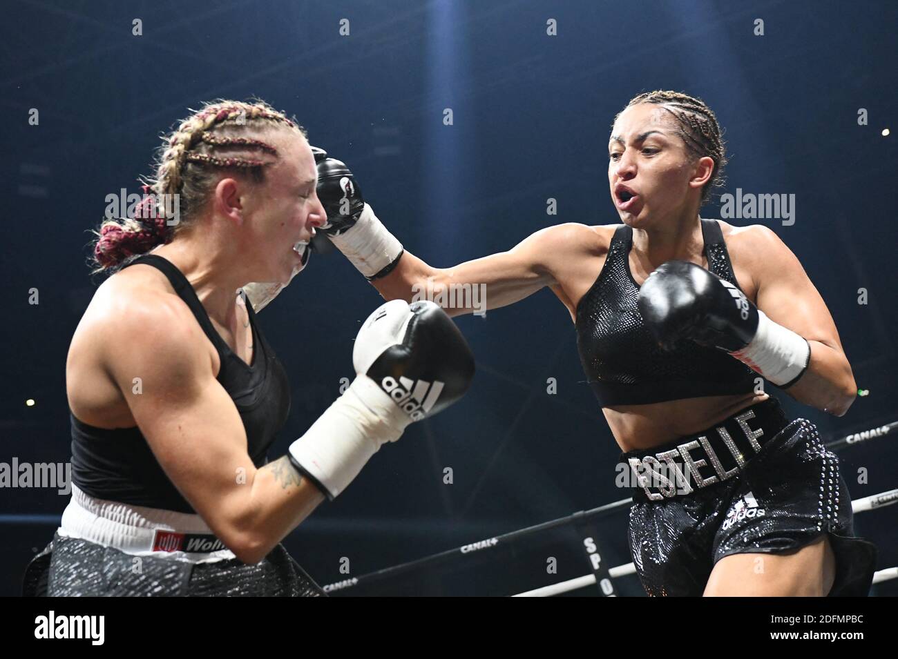 French boxer Estelle Yoka Mossely during her fight against French boxer ...