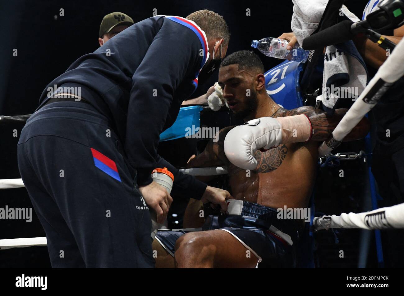 French boxer Tony Yoka during his fight against German boxer Christian ...