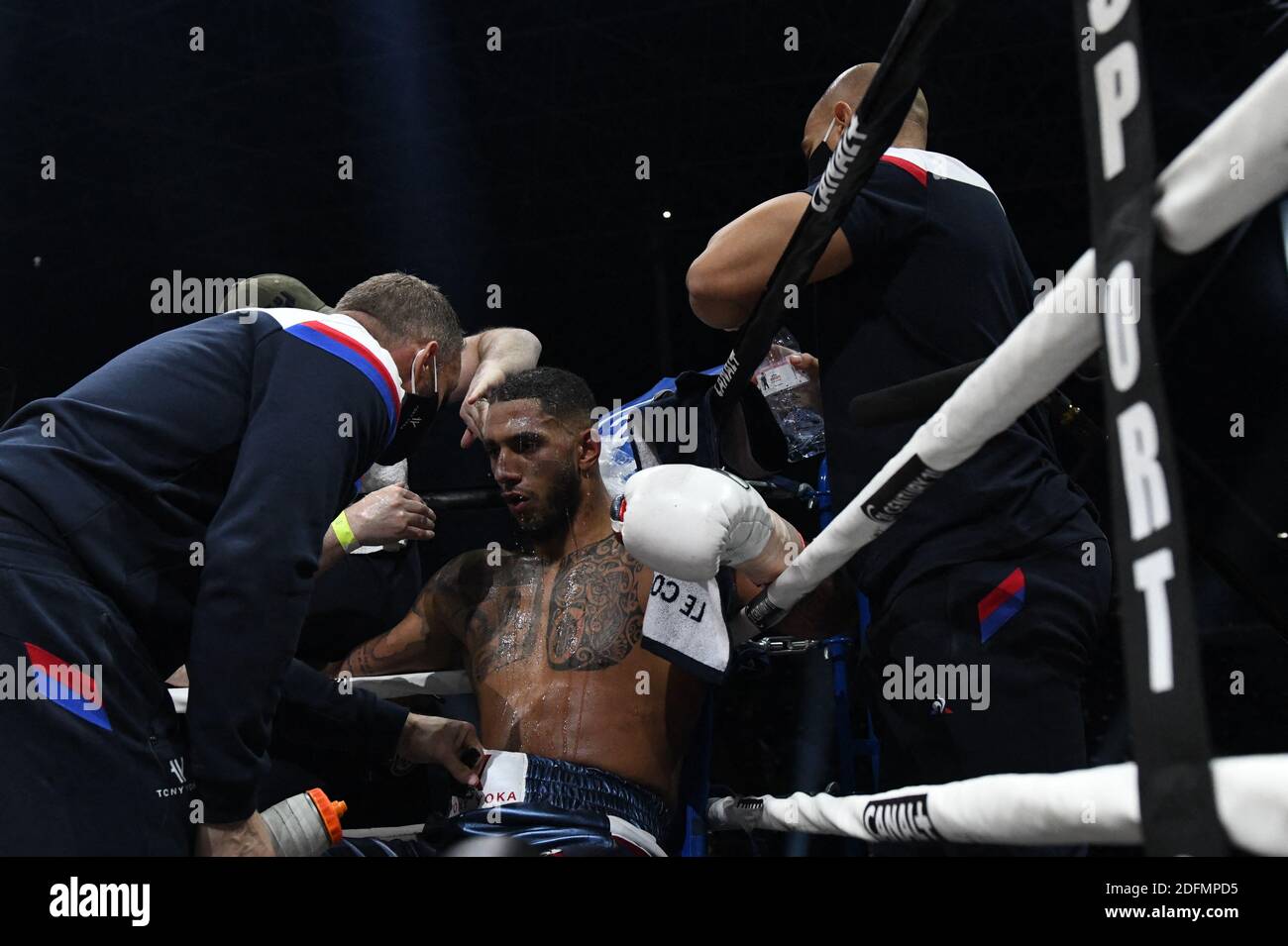 French boxer Tony Yoka during his fight against German boxer Christian ...