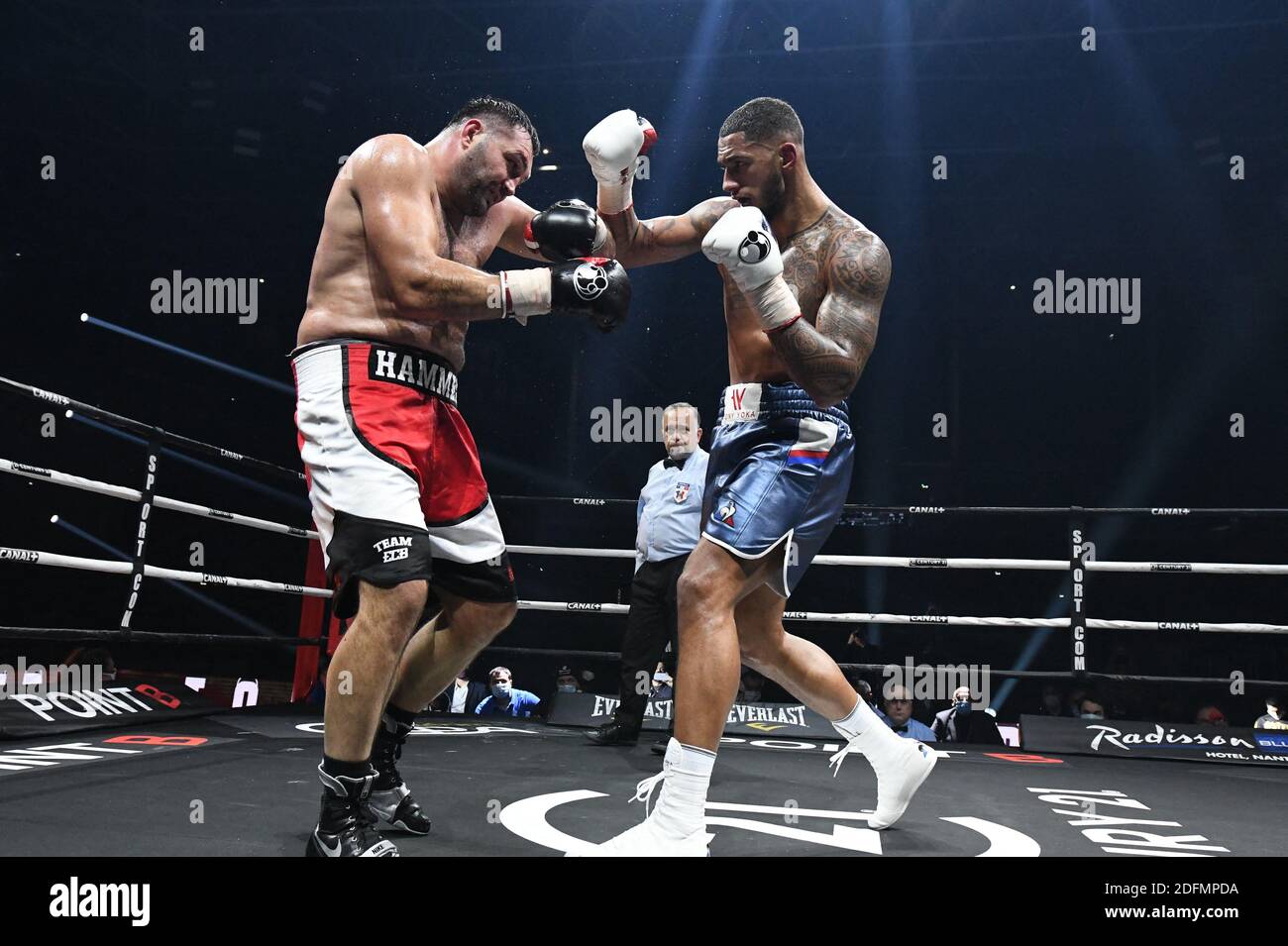French boxer Tony Yoka during his fight against German boxer Christian ...