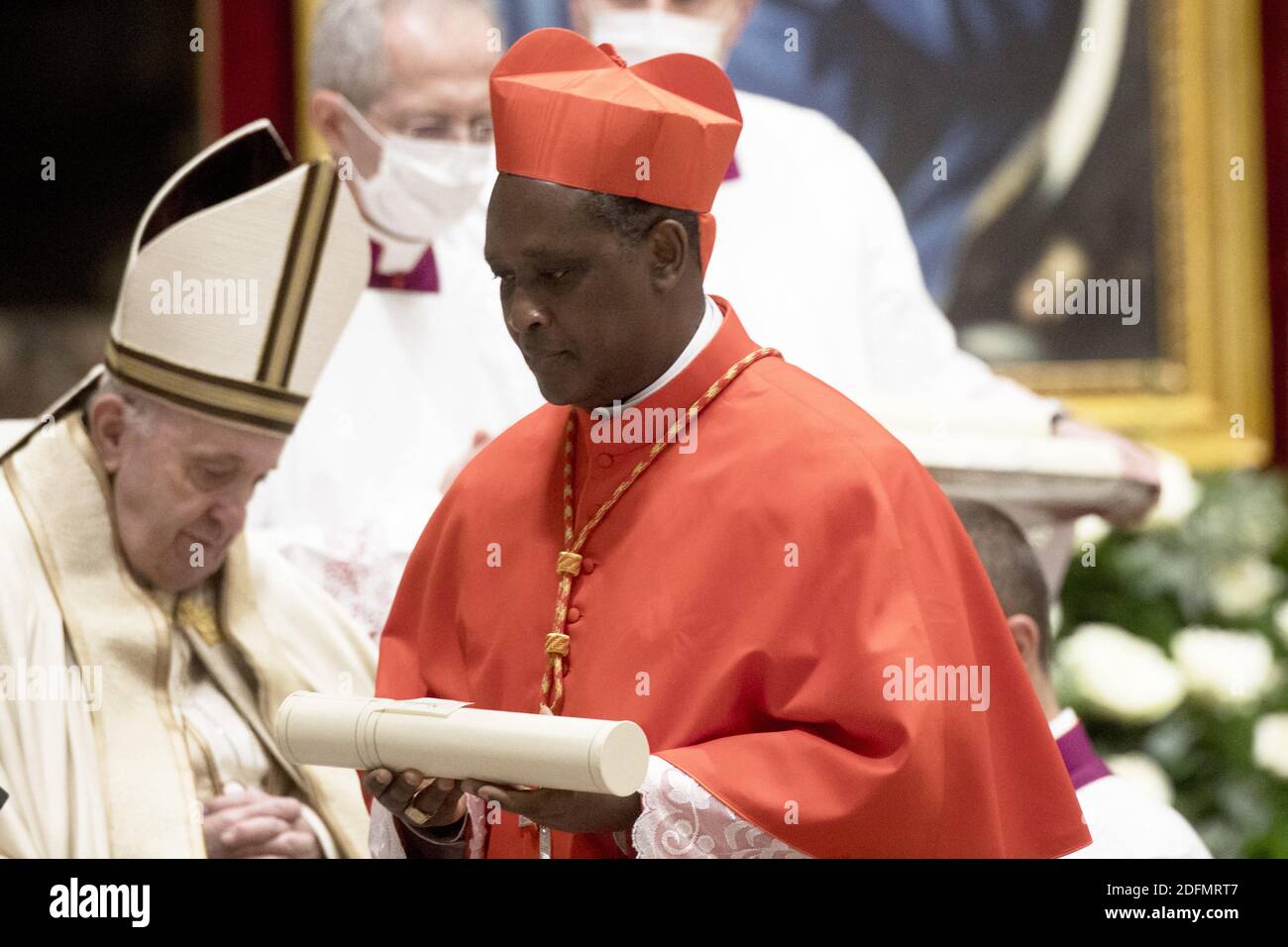 New Cardinal Antoine Kambanda (Rwanda) receives the red biretta hat ...