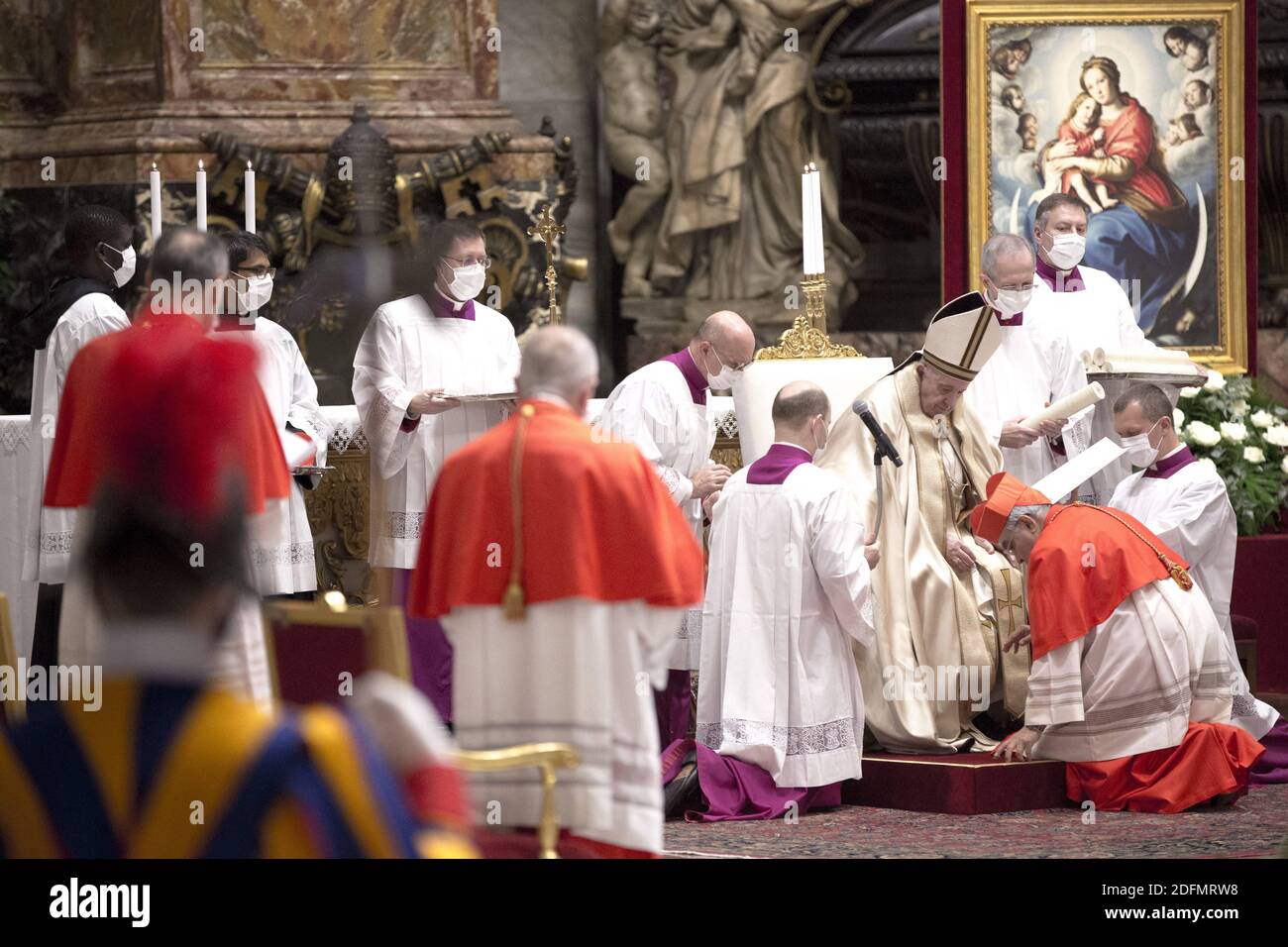 New Cardinal Marcello Semeraro (Italy) receives the red biretta hat ...