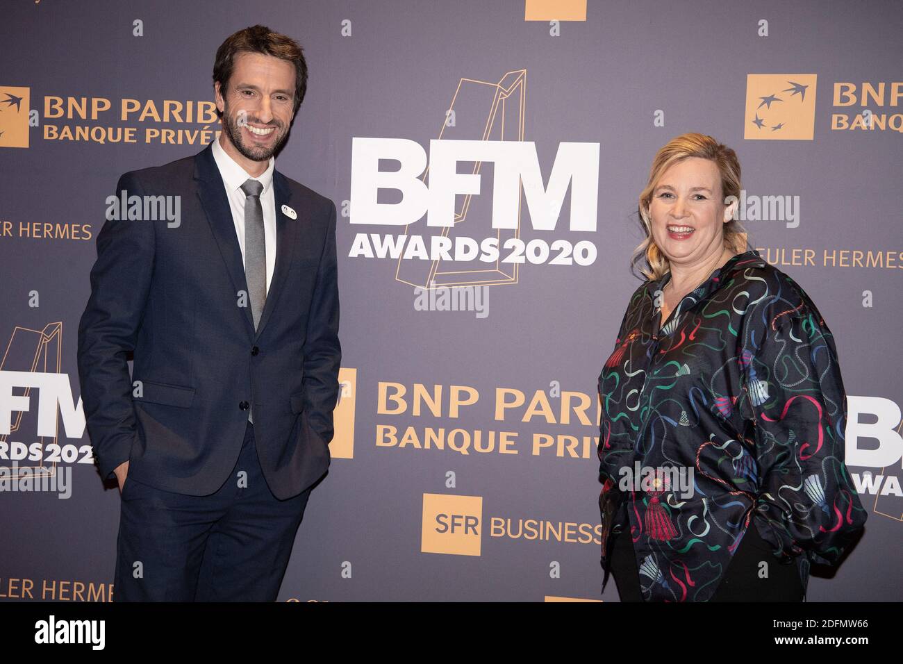 Tony Estanguet and Helene Darroze during the BFM Awards 2020 ceremony ...