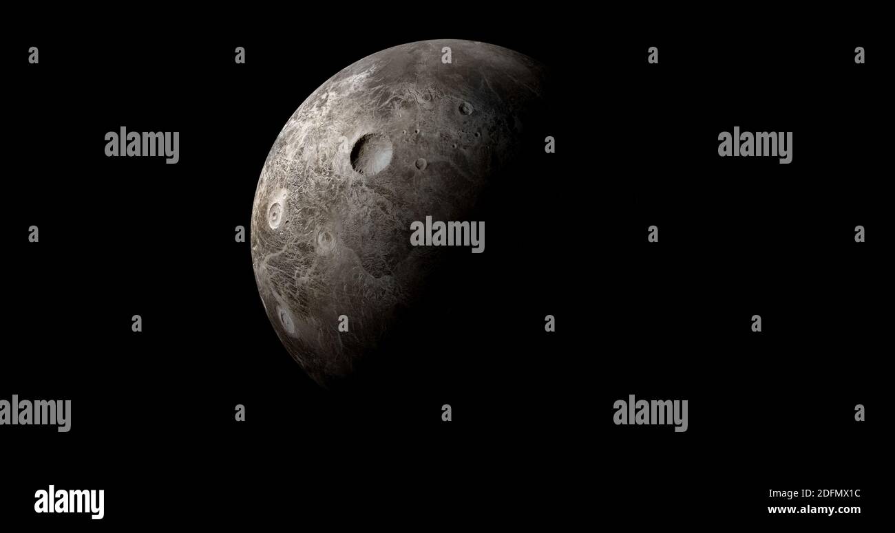 fictional Planet sun rise in dark background with stars. front view of ...