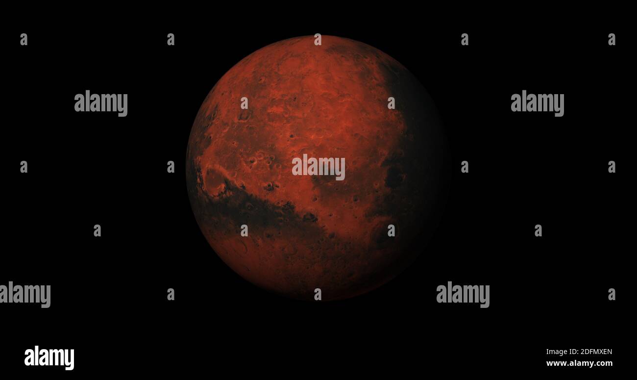Planet mars sun rise with stars in background. front view of Mars ...