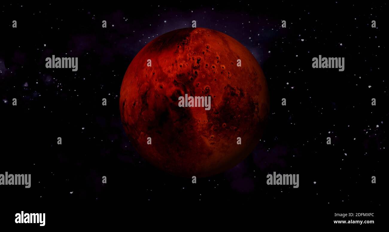 Planet mars sun rise with stars in background. front view of Mars ...