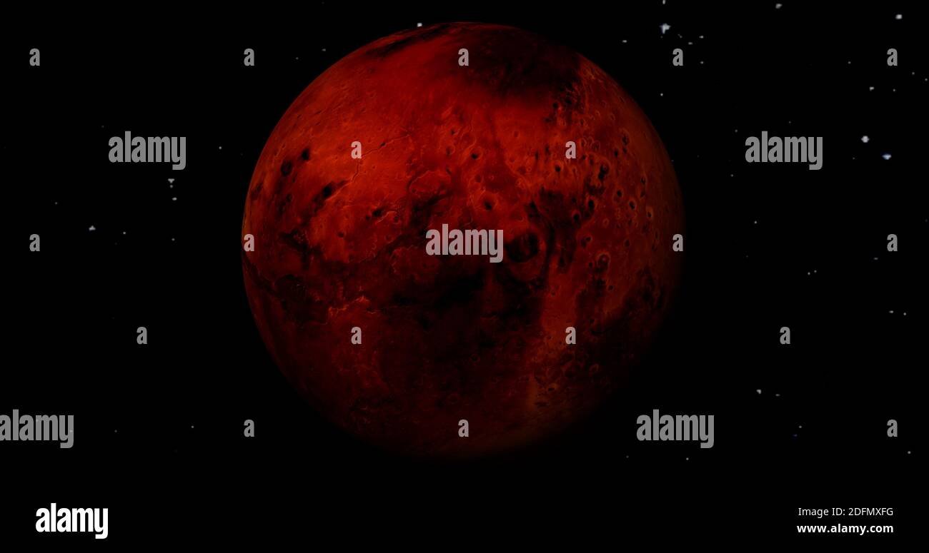 Planet mars sun rise with stars in background. front view of Mars ...