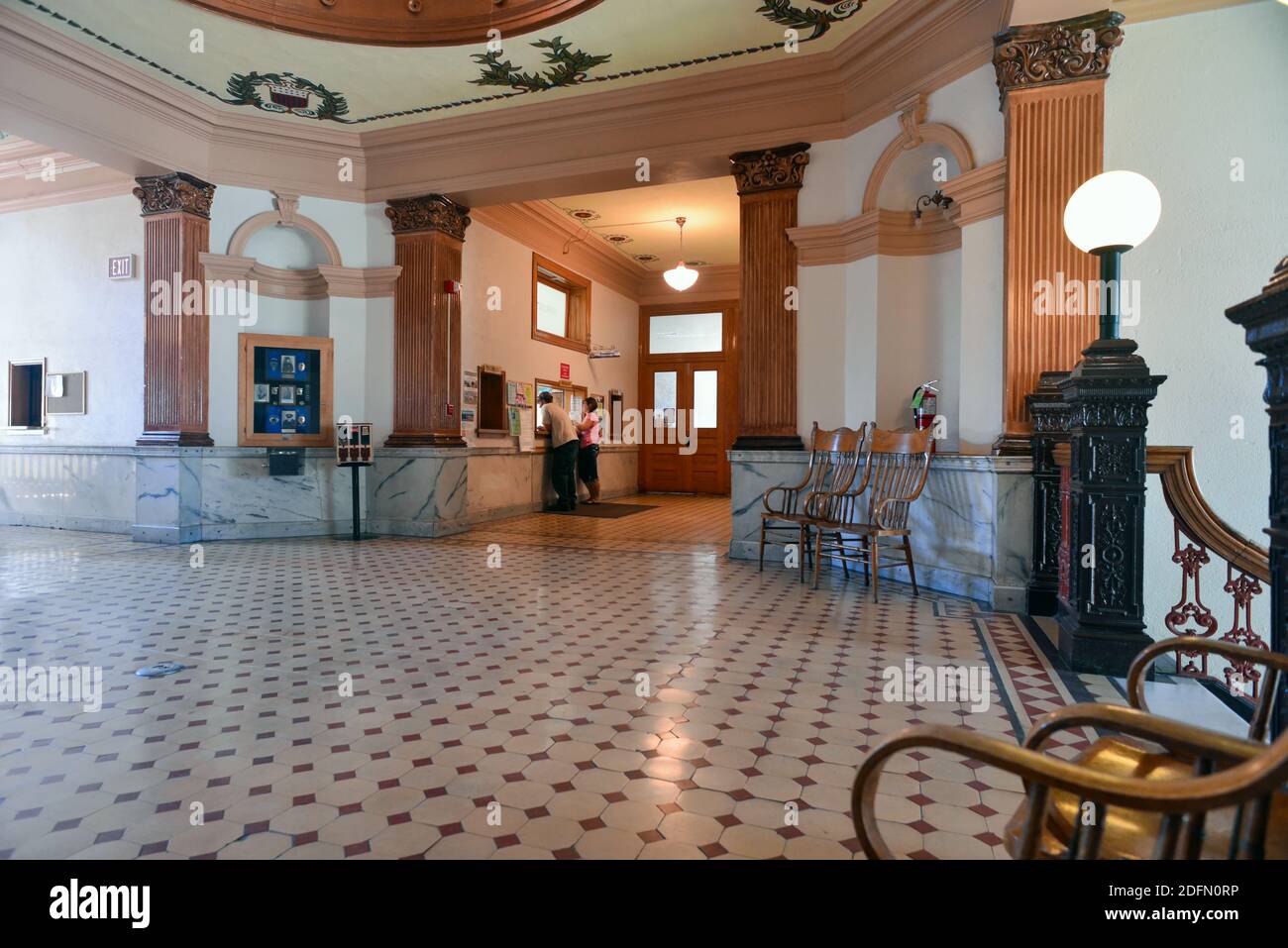 Anaconda, Montana, USA - August 16, 2012: The lobby and service window ...