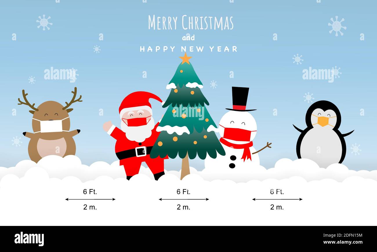 Concept of Christmas and new normal in coronavirus pandemic. Vector ...