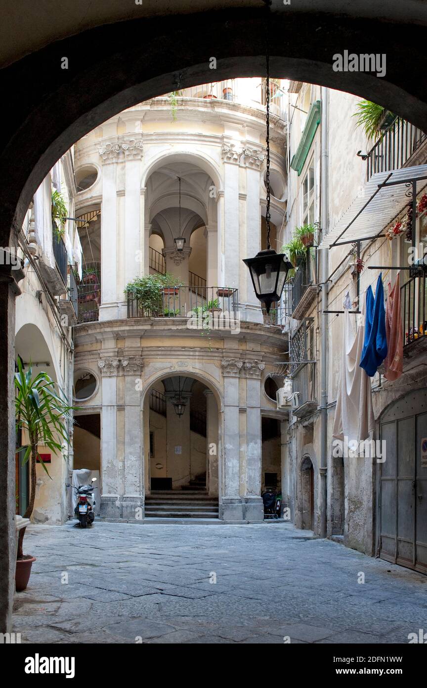 Courtyard in the Spanish Quarter Naples Stock Photo - Alamy