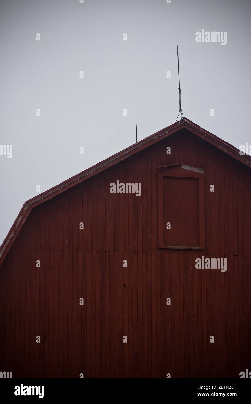Red Barn Top - With lightening rods Stock Photo - Alamy