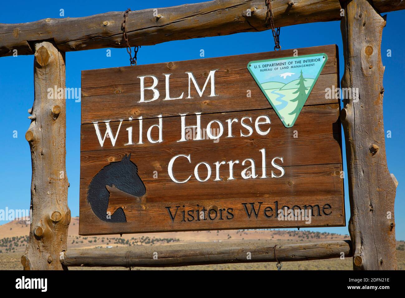 BLM Wild Horse Corral sign, Burns District Bureau of Land Management ...