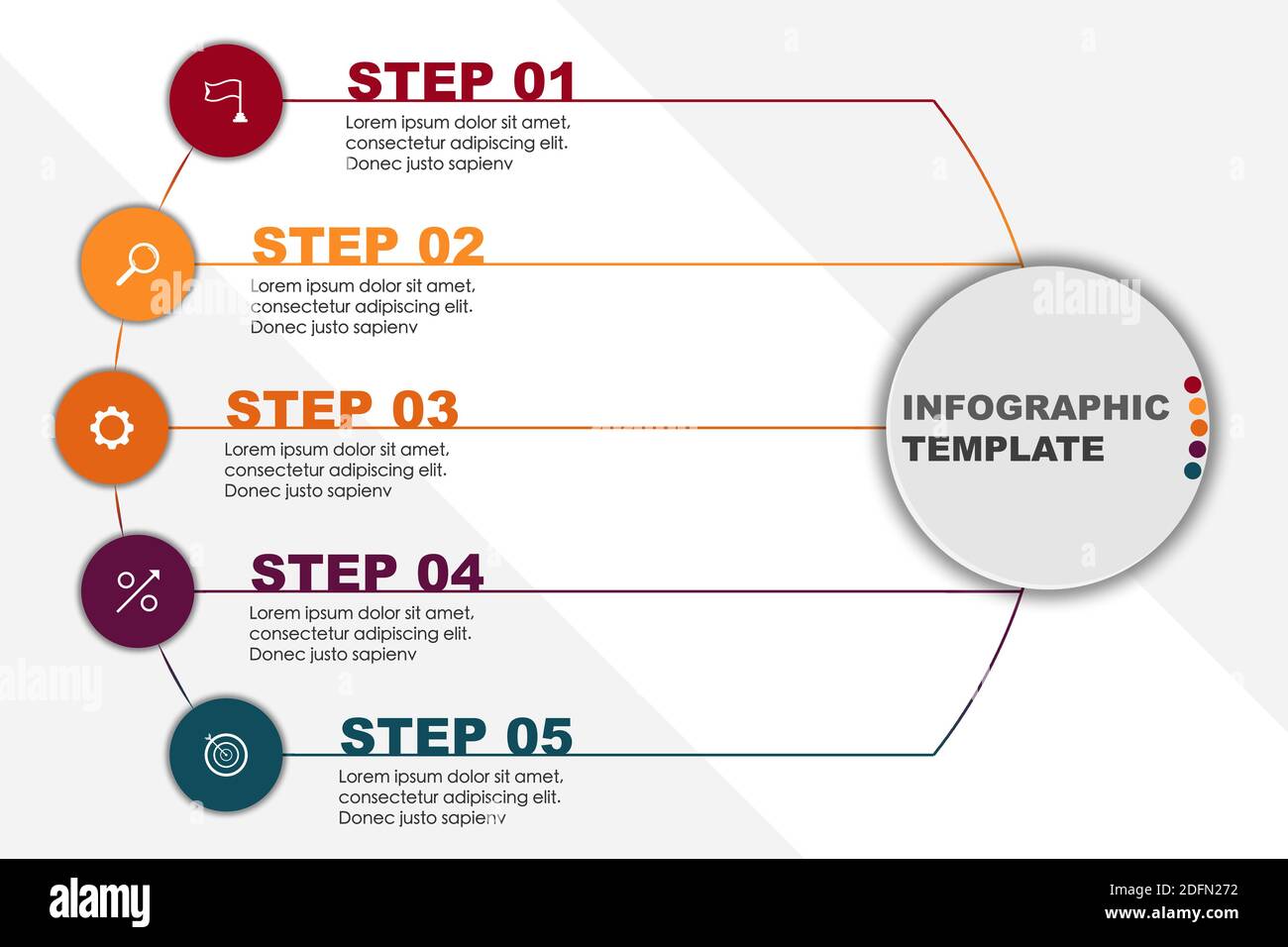Modern vector startup progress wizard template with 5 steps. Business ...