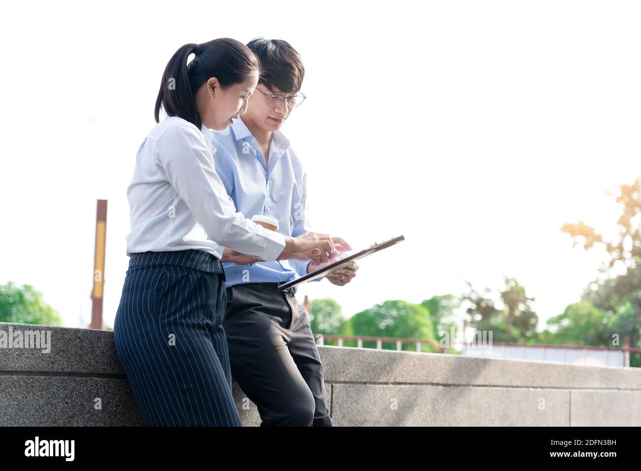 Two Business Colleagues Having Discussion new project business meeting ...