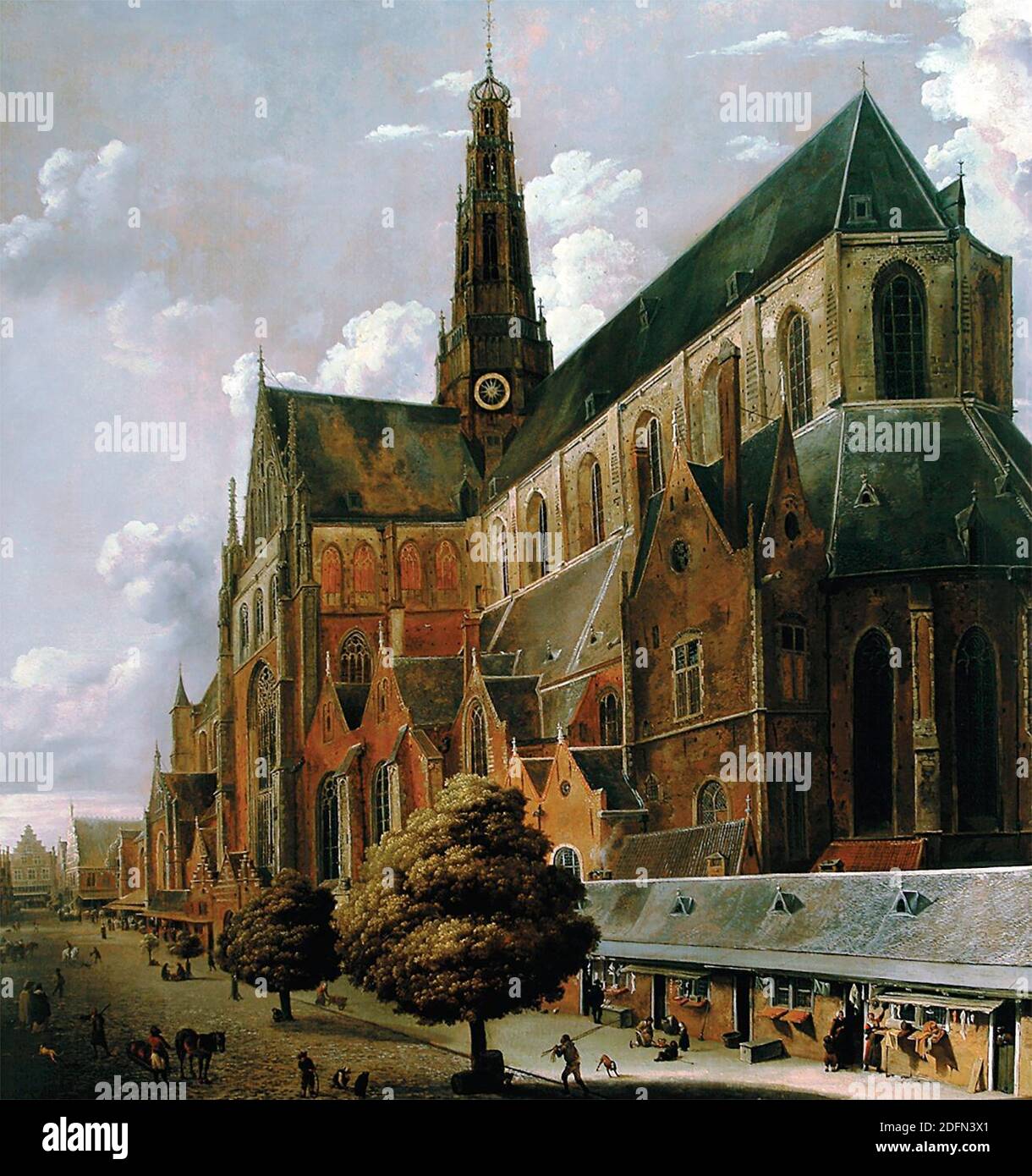 The Bavo church in Haarlem seen from the Oude Groenmarkt on the South ...