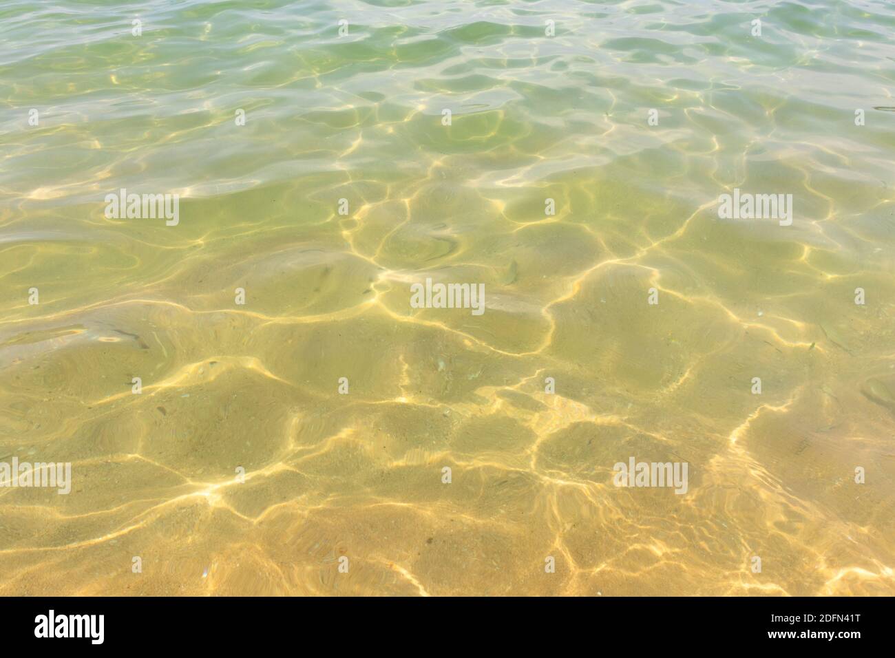 Ripples of water waves reflecting texture on a sandy beach bottom Stock ...
