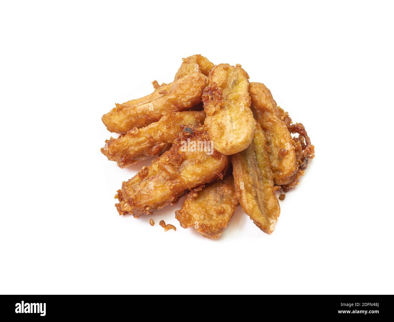 The close up of Thai tasty deep-fried sliced banana (Kluay khek) snack ...