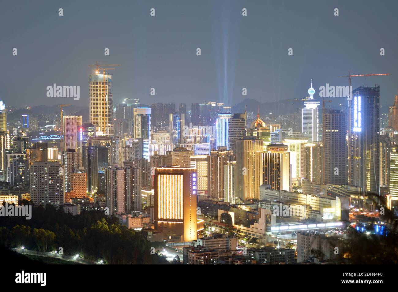 Evening skyline of Luohu District, Shenzhen, China (2020 Stock Photo ...