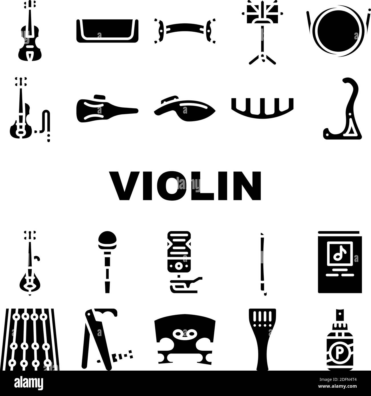 Violin String Musical Instrument Icons Set Vector Stock Vector Image ...