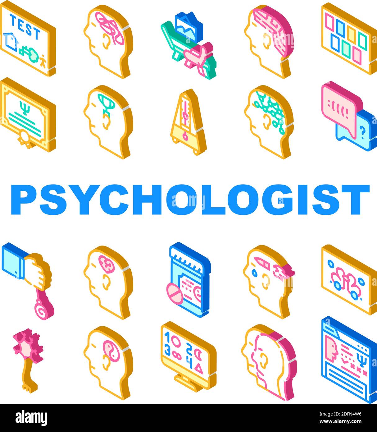Psychologist Doctor Collection Icons Set Vector Illustrations Stock ...