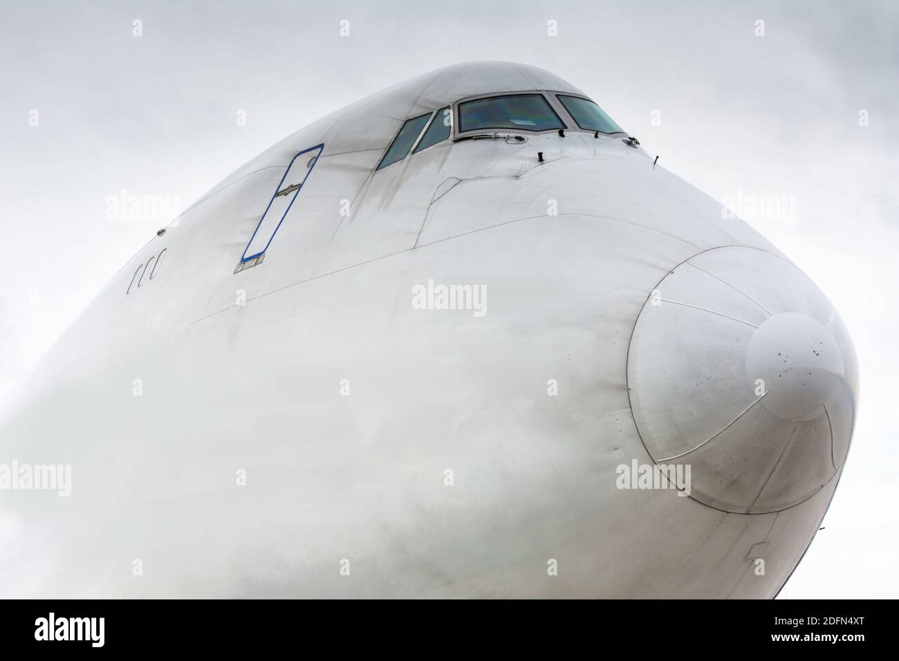 Close-up outside cabin a large white cargo aircraft Stock Photo - Alamy