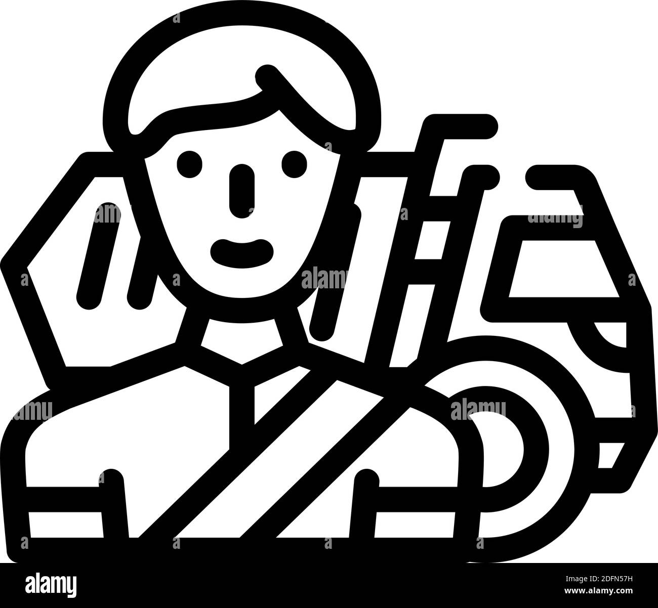 driver worker line icon vector illustration flat Stock Vector Image ...