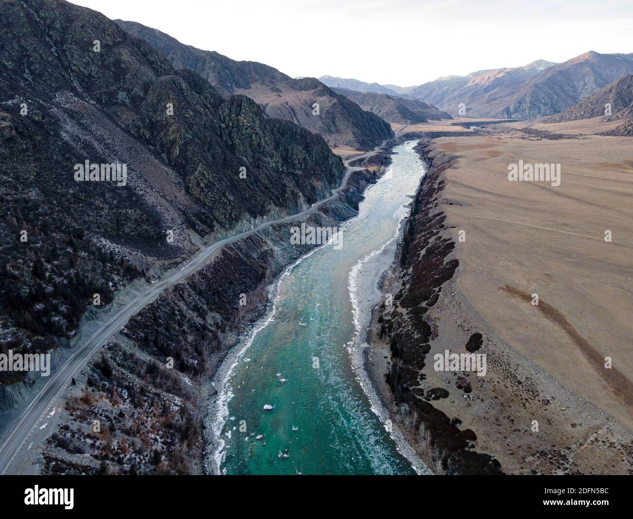 road in the mountains near a river. Chui highway is one of the most ...