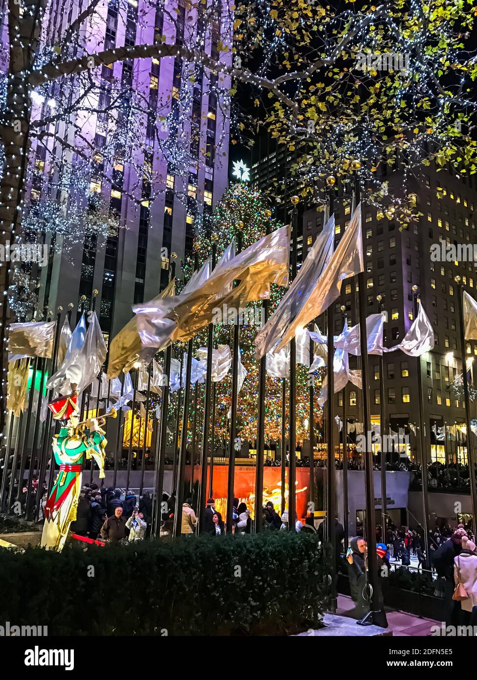 Rockefeller Center Christmas Tree and holiday decorations at the ...