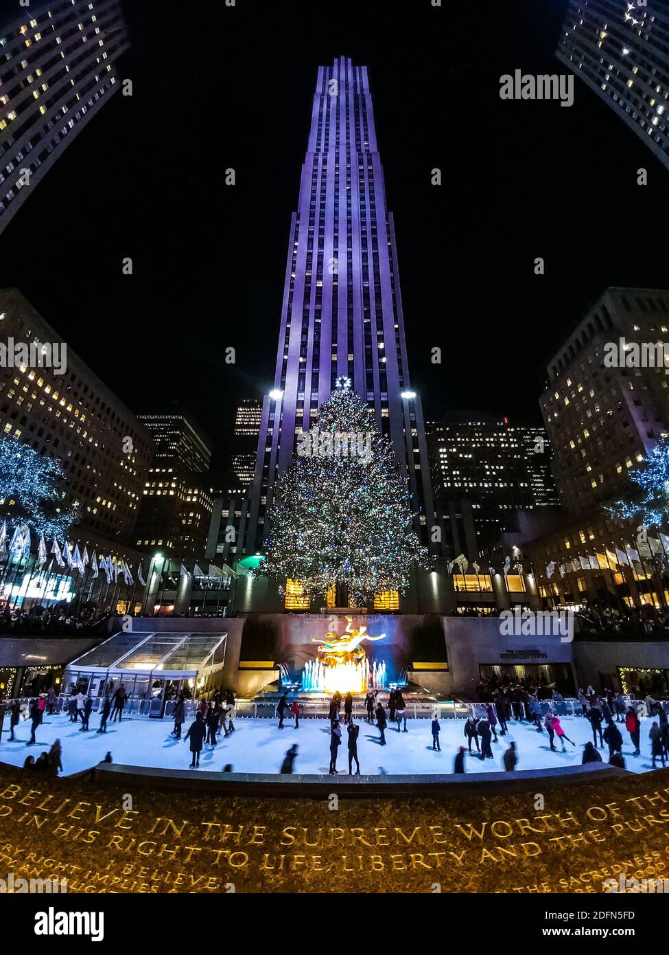 Rockefeller Center Christmas Tree and holiday decorations at the ...