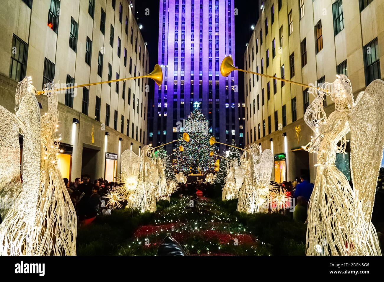 Rockefeller Center Christmas Tree and holiday decorations at the ...