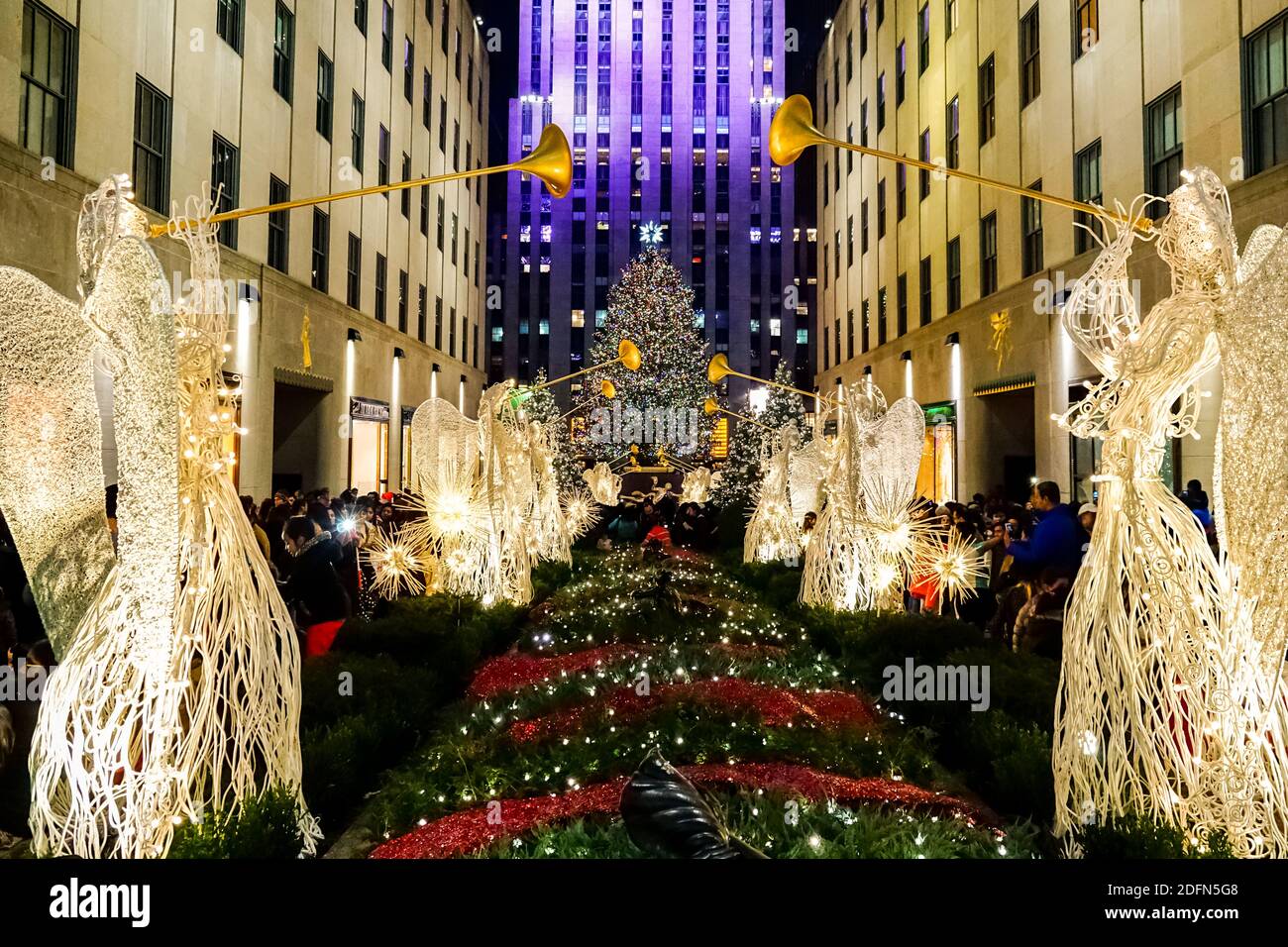 Rockefeller Center Christmas Tree and holiday decorations at the ...