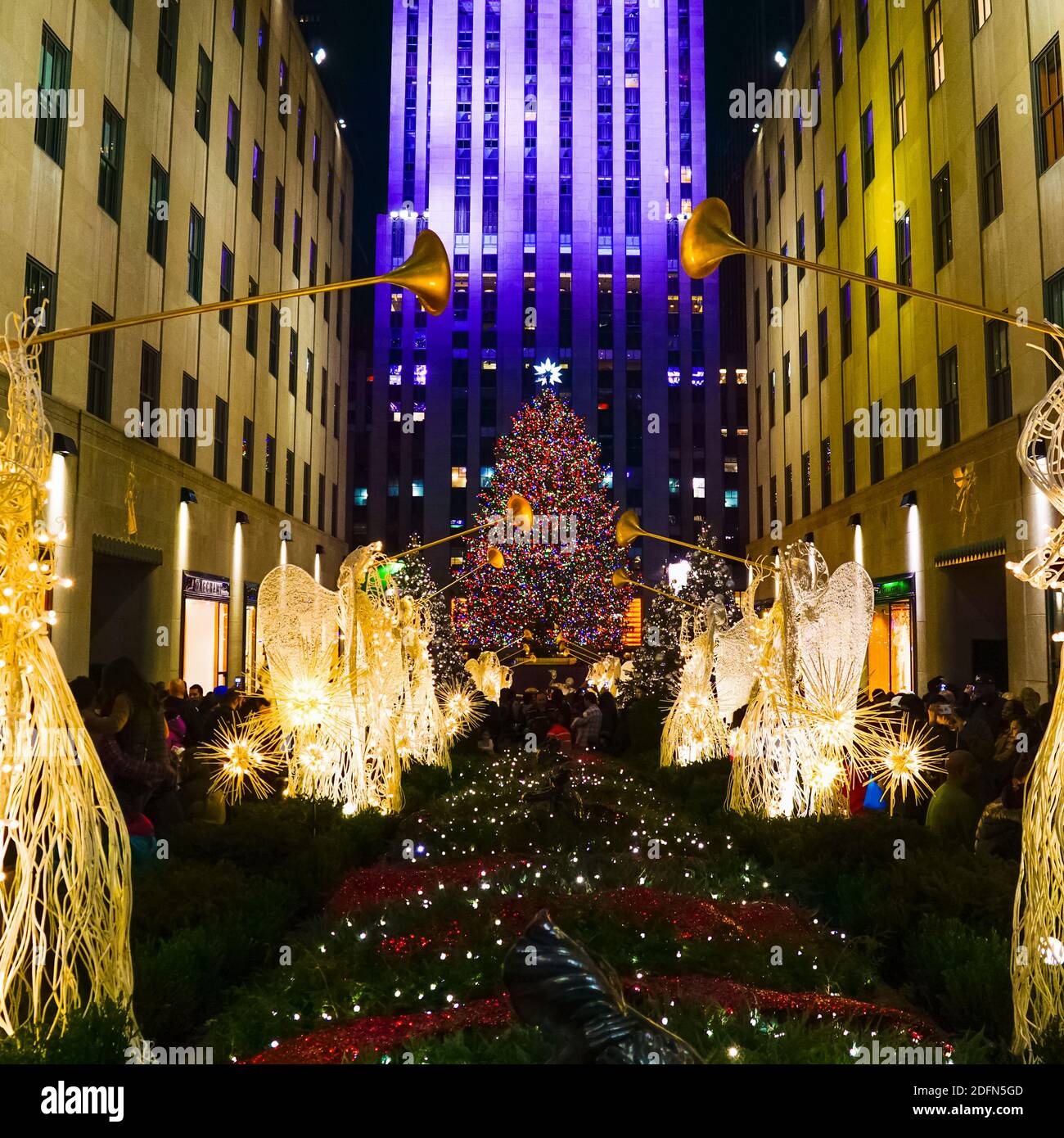Rockefeller Center Christmas Tree and holiday decorations at the ...