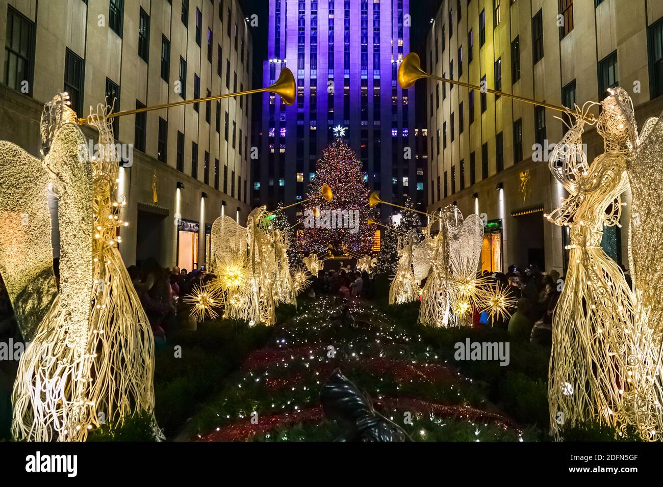 Rockefeller Center Christmas Tree and holiday decorations at the ...