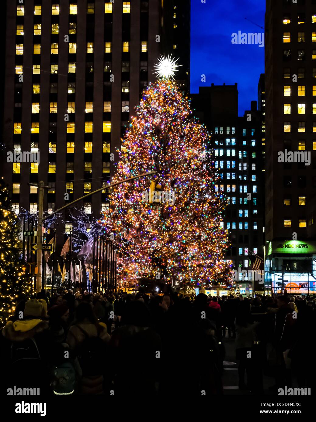 Rockefeller Center Christmas Tree and holiday decorations at the ...