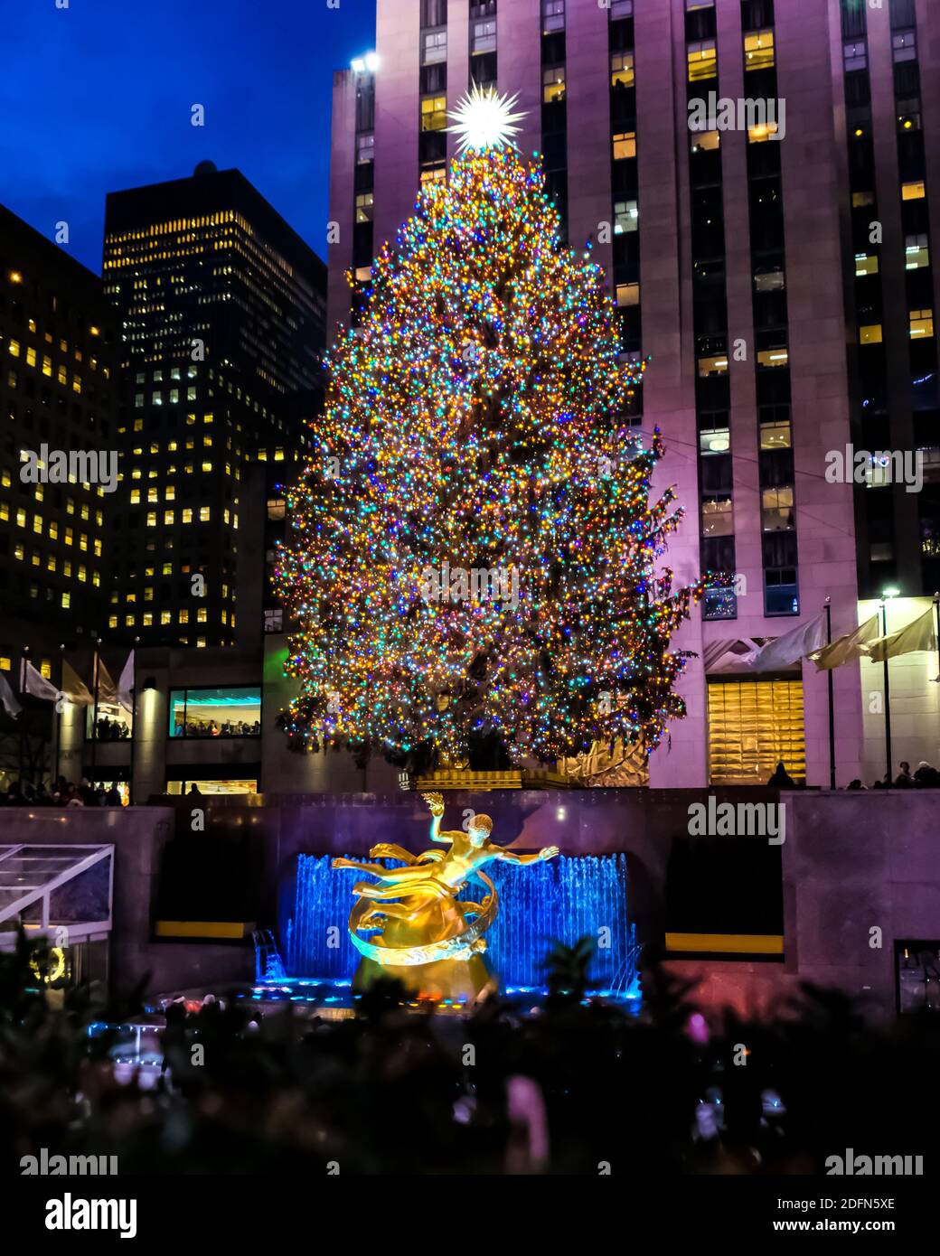 Rockefeller Center Christmas Tree and holiday decorations at the ...