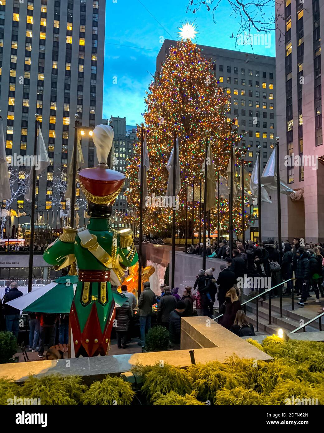 Rockefeller Center Christmas Tree and holiday decorations at the ...