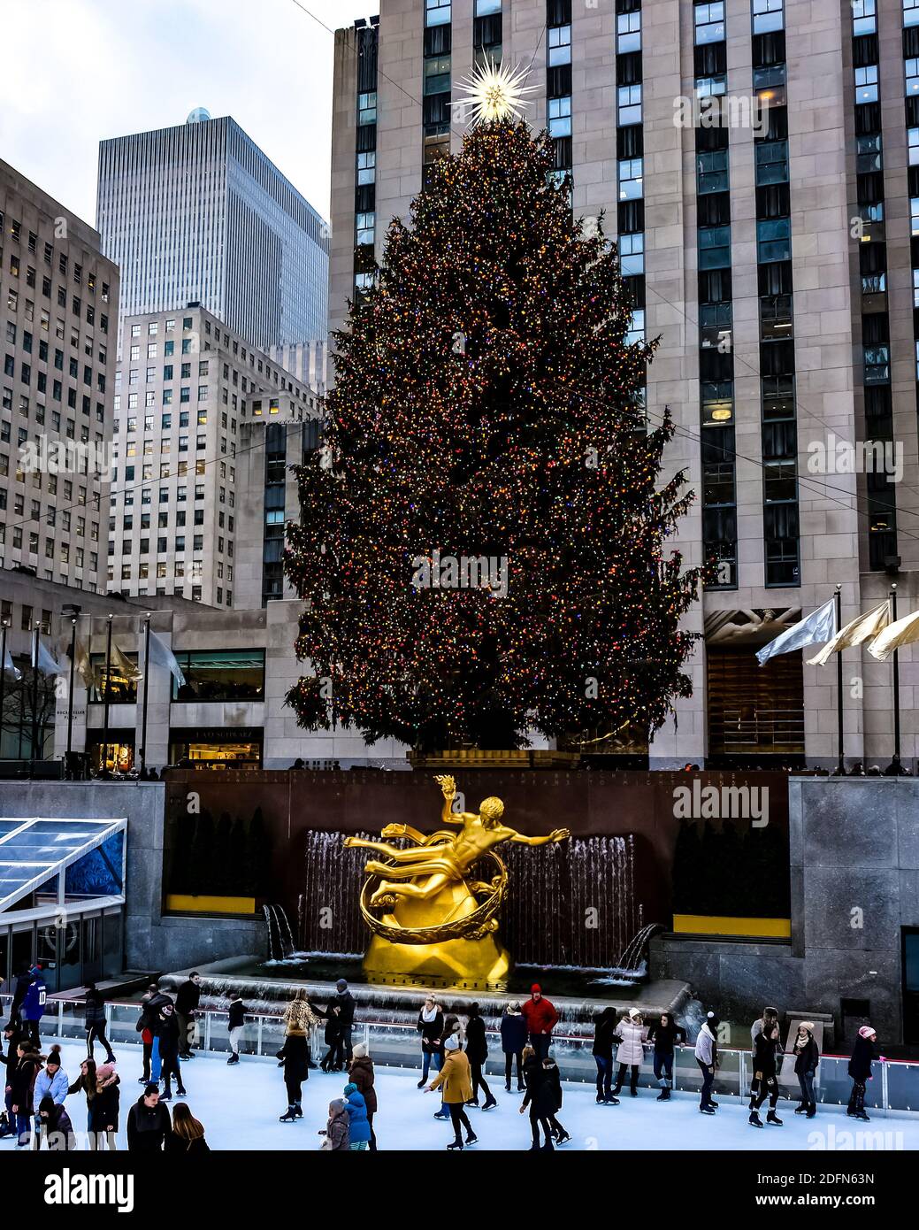 Rockefeller Center Christmas Tree and holiday decorations at the ...