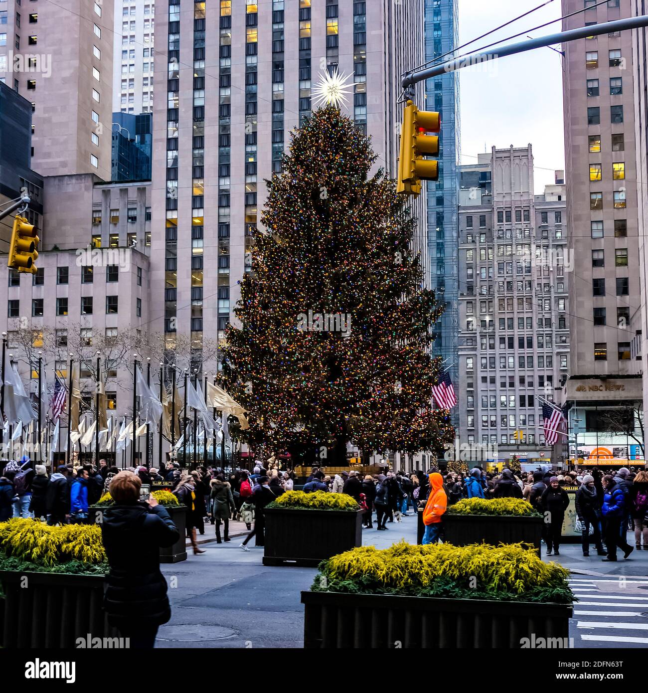 Rockefeller Center Christmas Tree and holiday decorations at the ...