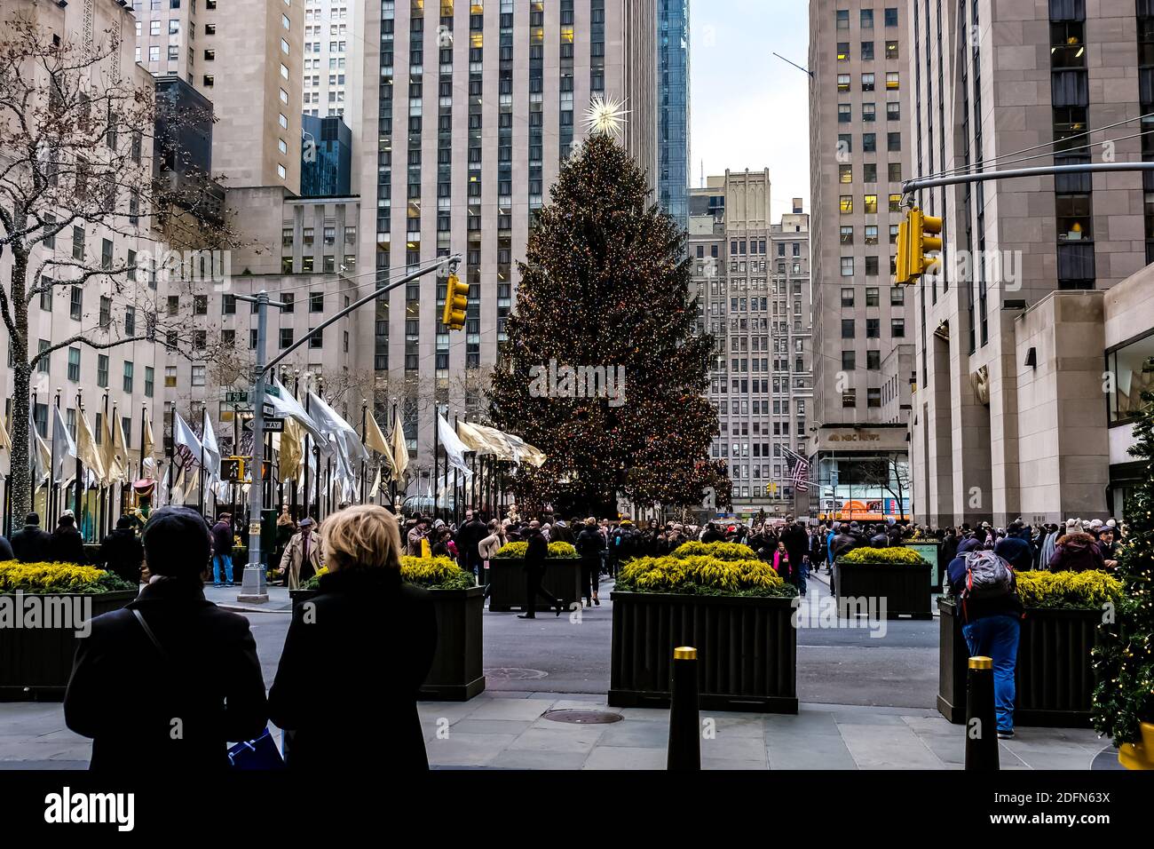 Rockefeller Center Christmas Tree and holiday decorations at the ...