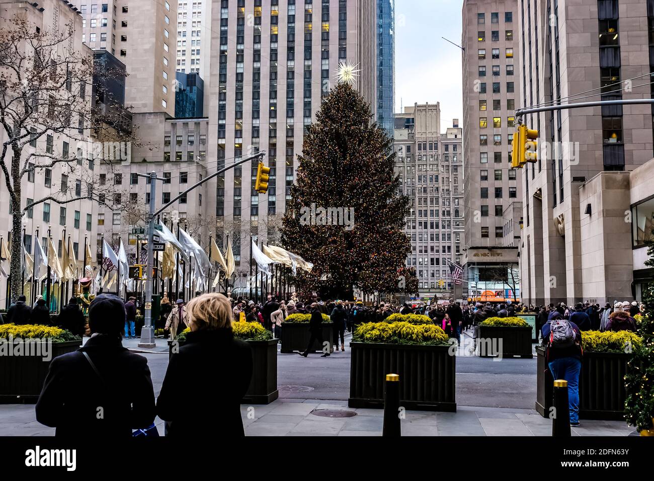 Rockefeller Center Christmas Tree and holiday decorations at the ...