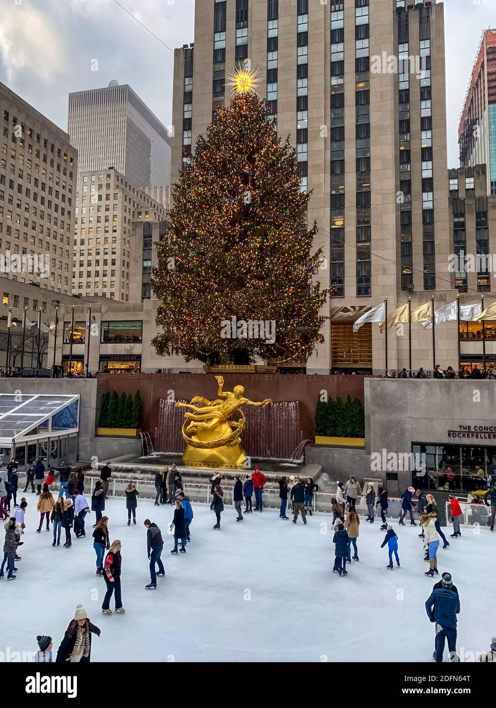 Rockefeller Center Christmas Tree and holiday decorations at the ...