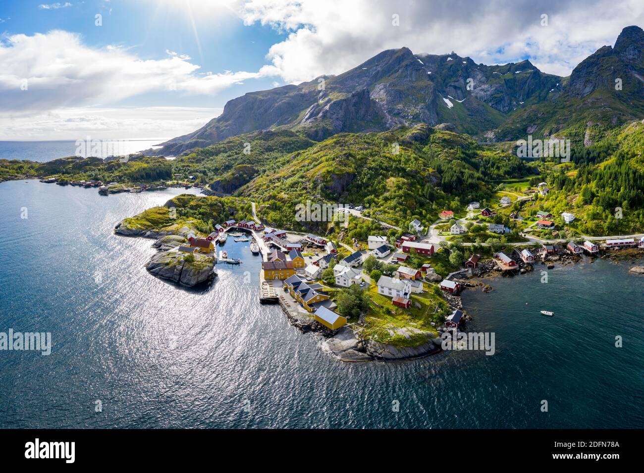 Village view Nusfjord, Rorbuer huts, historical fishing village ...