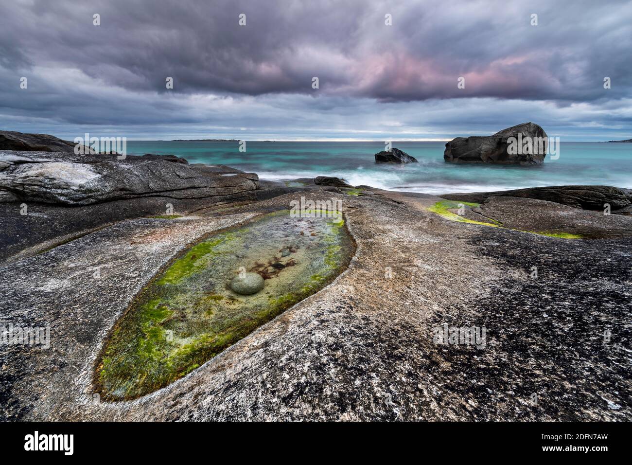 Rocks on the beach of Uttakleiv, Vestvagoy, Lofoten, Norway Stock Photo ...