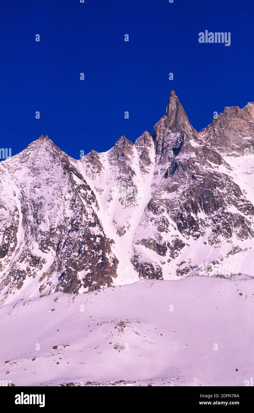 Aiguille de la Tsa, view from the Arolla valley, Valais Alps, Valais ...