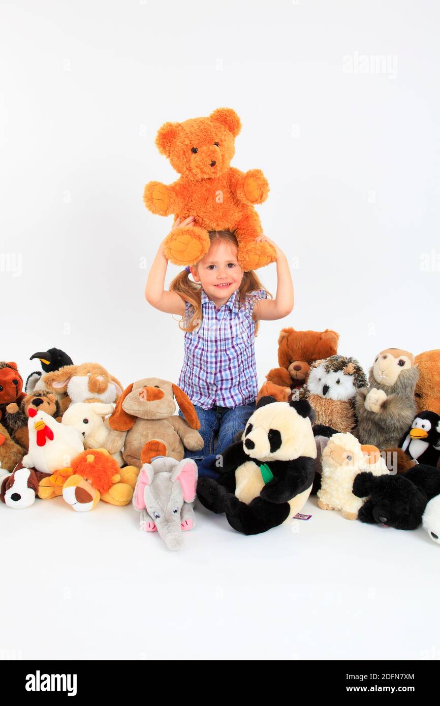 Girls with stuffed animals, Soft toy, Stuffed animals Stock Photo - Alamy