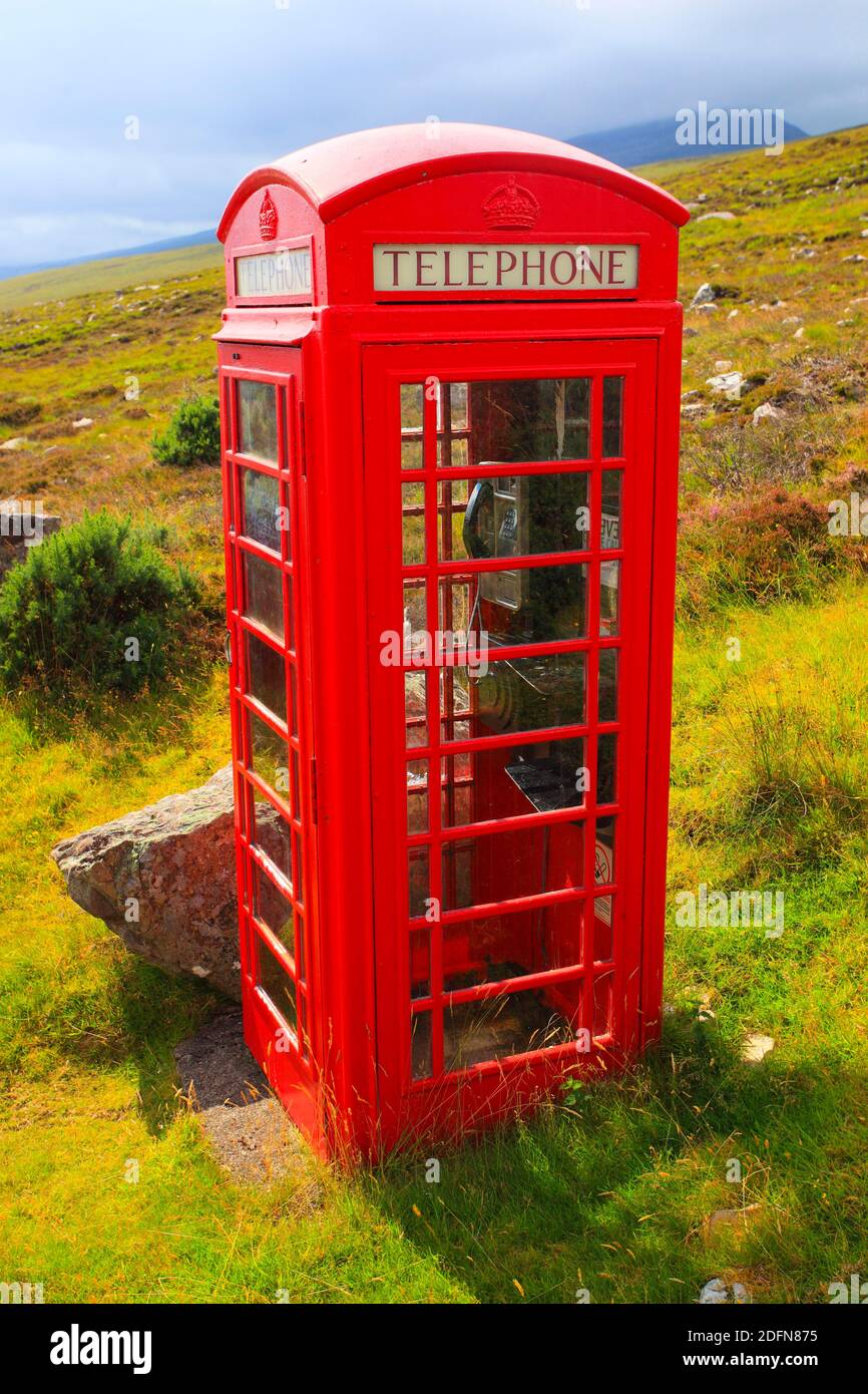 Phone box, Scottish Highlands, Sutherland, Scotland, Scottish Highlands ...