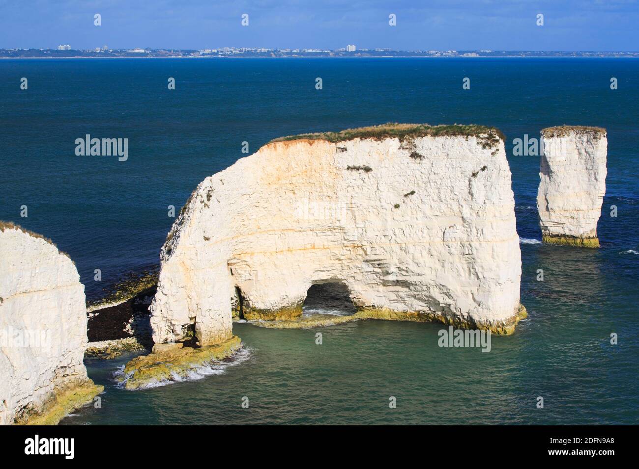 Old Harry Rocks, Swanage Bay, chalk cliff coast, Bournemouth, Jurassic ...
