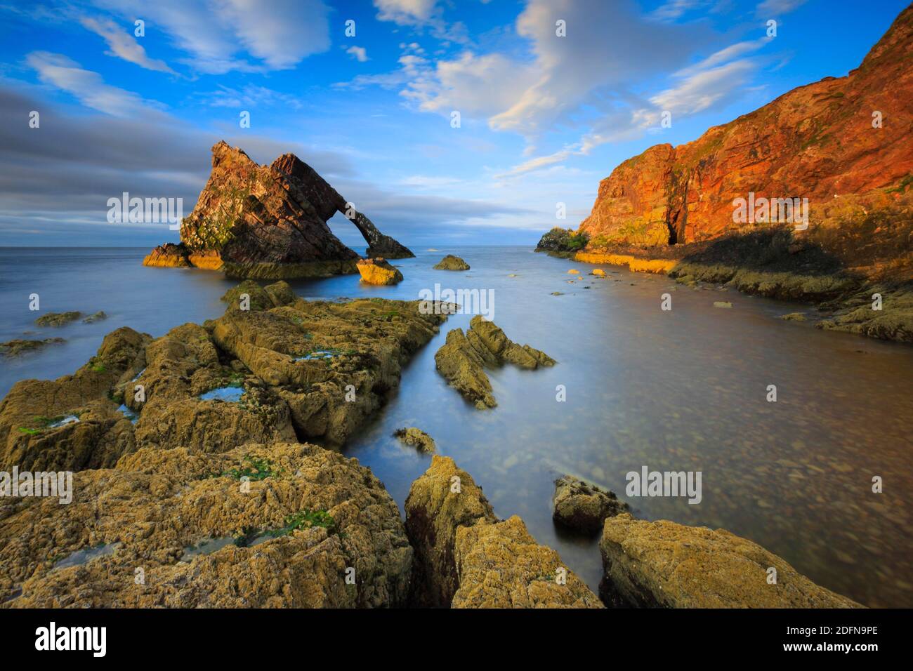 Arch of rock, Scottish coast, Portknockie, Scotland, Great Britain ...